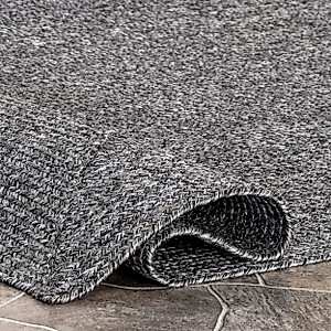 nuLOOM Braided Indoor/Outdoor Area Rug, 6' Round, Wynn Charcoal