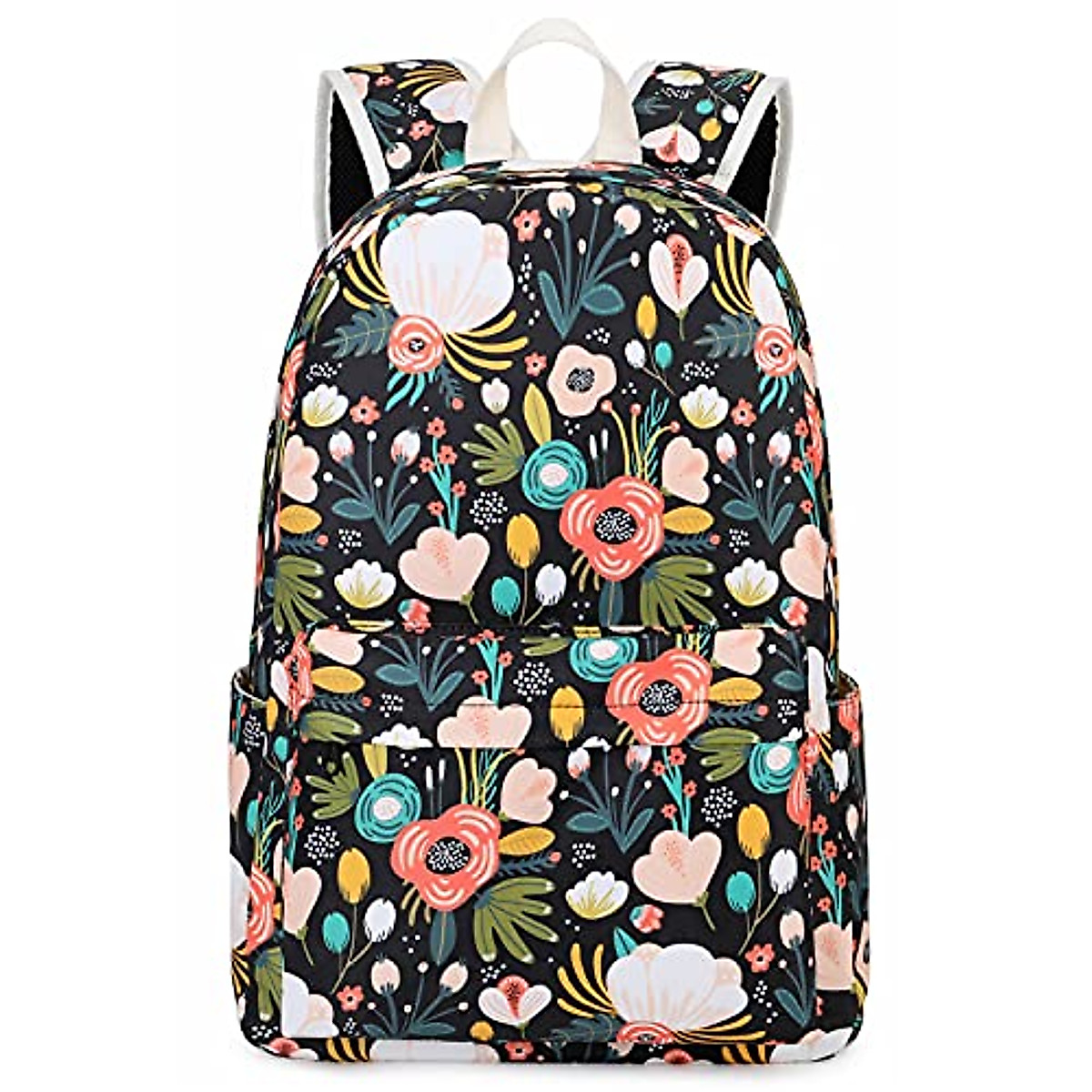 Octsky Kids Backpack for Girls Teens Elementary Middle School Bookbags Childs Back to School Bag with Lunch Box, Black/Multi, One Size