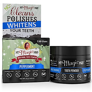My Magic Mud - Whitening Tooth Powder, Polishing, Brightening, Charcoal, Peppermint, 1.06 oz. (150 uses)