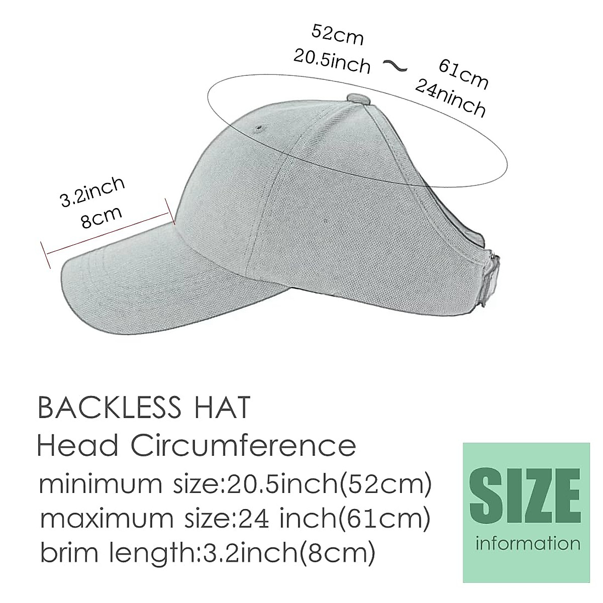 AICILY 2 Pack Backless Cap for Women Natural Curly Hair Hat Baseball Cap Afro Puff Ponytail Hat (Black＆Green)