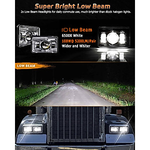 Z-OFFROAD DOT Approved 4x6 LED Headlights Assembly Hi/Lo Sealed Beam Compatible with KW T800 T600 Peterbilt 379 Freightliner Chevy Oldsmobile Cutlass H4651 H4652 H4656 H6545 H4666, 4PCS-Chrome