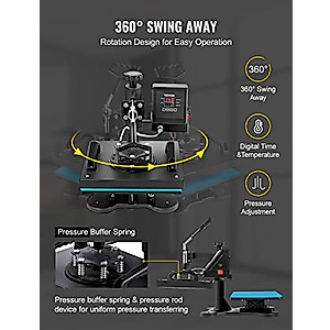 VEVOR 12x10 Inch Heat Press Dual Digital Heat Press Machine 650W Swing Away Heat Press T-Shirt Sublimation Printer Transfer 360 Degree Rotation for DIY T-Shirts
