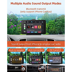 cogamichi Portable Car Stereo with Apple Carplay&Android Auto, 7 Inch HD IPS Touch Carplay Screen for Car Plug in, Wireless Carplay Dash Mount with Bluetooth, GPS Navigation, Mirror Link, Siri Voice