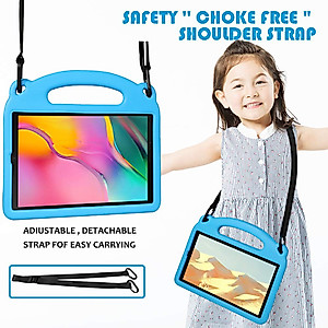 FIREVASE Tablet Case for Samsung Galaxy Tab A 10.1 Inch (2019), ONLY FIT SM-T510/SM-T515, EVA Shock Proof Light Weight Professional Kids Case, with Handle Built-in Bracket & Shoulder Strap (Blue)