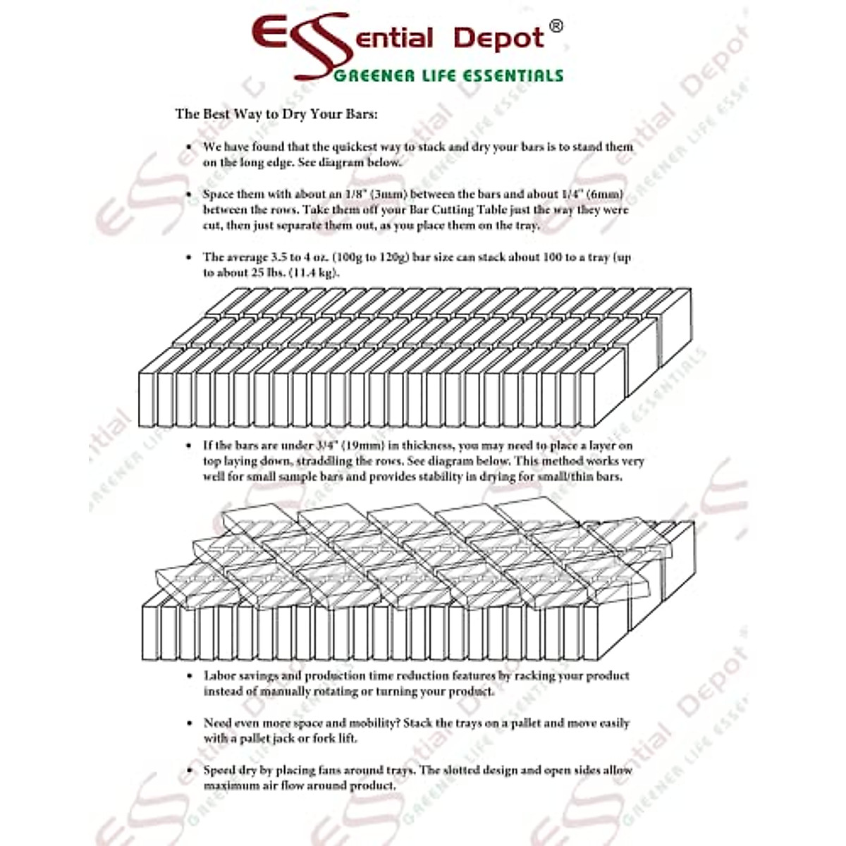 Essential Depot Drying Tray Stackable - This Tray can Hold up to 40lbs of Products - Made in The U.S.A. - Food Grade