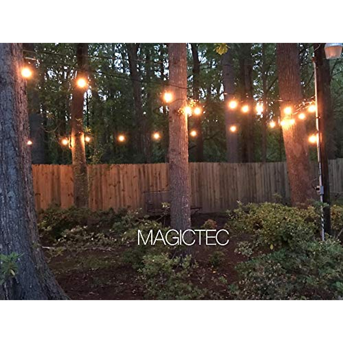 Magictec LED Shatterproof String Lights Commercial Grade with 15 Hanging Sockets 48 Ft Black Outdoor Weatherproof Cord Strand for Patio Garden Porch Backyard Bistro Gazebo Party Deck Yard, 2 Pack