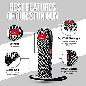 Avenger Defense Stun Gun for Self Defense - Protection Device for Women - Portable LED Flashlight (Cream White, Plastic)