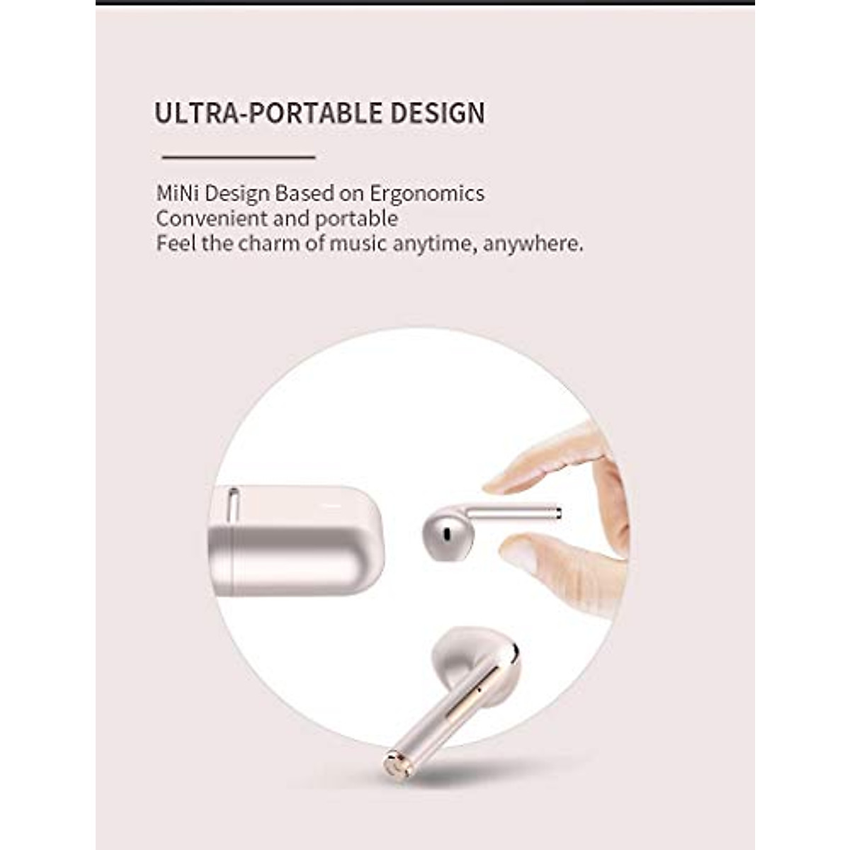 Wireless Earphone & Headphones Bluetooth 5.0 - Noise Cancelling and Waterproof True Sound (Rose Gold)