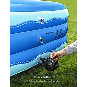 Inflatable Swimming Pool, Rectangle Above Ground Family Blow Up Pool, Swimming Pool for Kiddie Adults, Large Full-Sized Thickened Plastic Pool for Garden Backyard Outdoor (92 inx 56inx 20in)