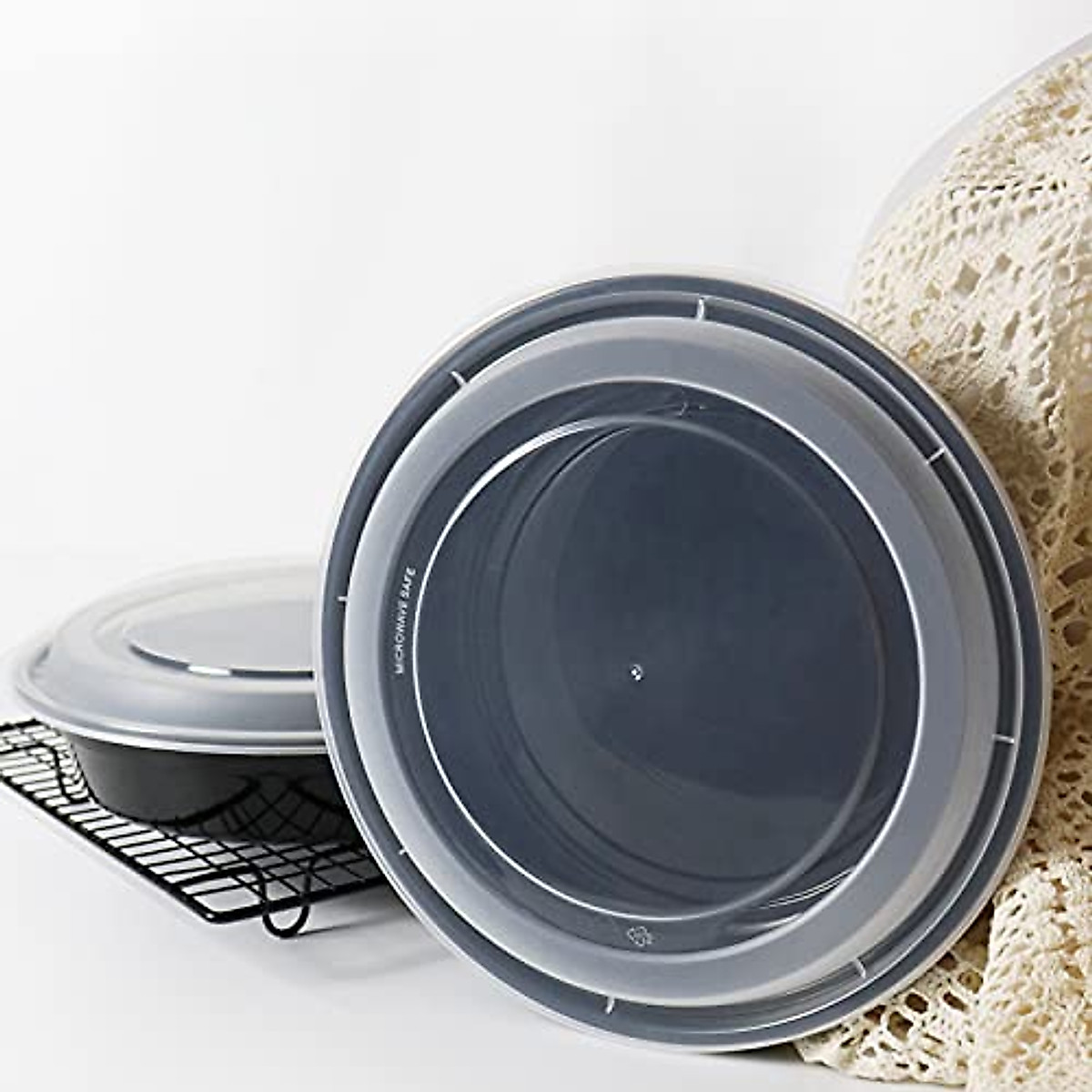 HYMEEE 48oz round food salad bowls with lids reusable takeout large meal prep containers BPA free to go freeze bento lunch boxes microwave dishwasher safe 10Pack