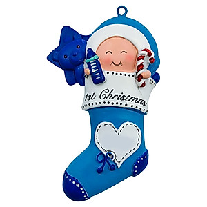 Personalized Baby`s Boy First Christmas Ornament Baby Boy First Christmas Ornament – Personalized Baby Gifts for Newborn Boys Engraved