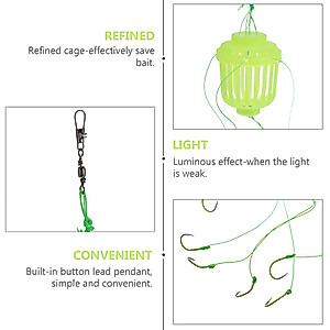 BESPORTBLE 4pcs Fishing Lure Hook Luminous Carp Fishing Cage Basket Outdoor Fishing Feeder Hook Trap Fishing Bait Cage Tackle Supplies
