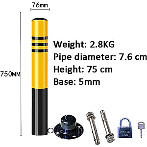 Parking Bollards with Lock, Parking Barrier Space Saver, Metal Sign Posts Steel Safety Bollard Traffic Pole(Size:500x76mm) (750x76mm)