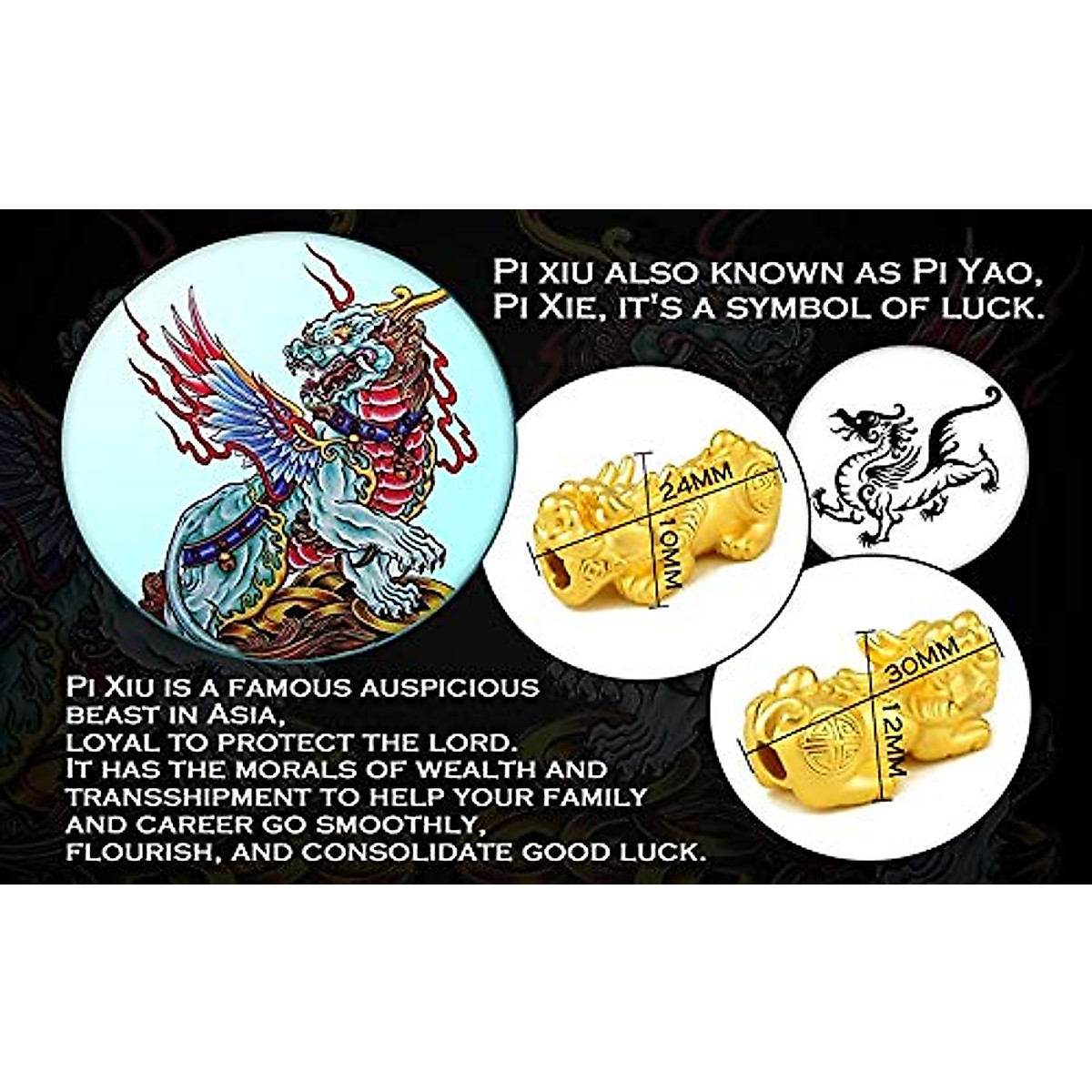 INENIMARTJ Feng Shui Black Obsidian Wealth Bracelets, Pi Xiu Bracelet Adjustable Elastic Band Mantra Amulet Feng Shui Bracelet for Women Men