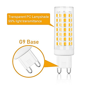 comzler G9 LED Bulb Bi Pin Base 6W Soft White 3000K G9 Base Bulbs, 60W Halogen Equivalent, 550LM, Ceramic Base G9 Light Bulbs for Chandelier, Non-dimmable, Pack of 6
