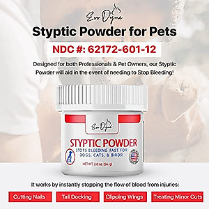 Styptic Powder for Dogs, Cats, and Birds (2 oz) by Evo Dyne | Fast-Acting Blood Stop Powder for Pets | Quick Stop Bleeding Powder for Dog Nail Clipping, Grooming, Cuts and More (1-Pack)