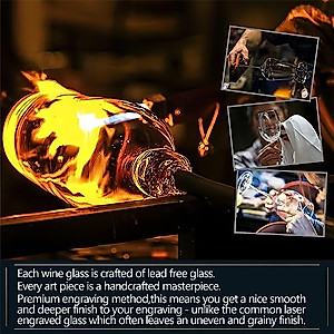 Alterf Hand-Carved Crystal Wine Glasses with Diamond Inlay, Red Wine Glasses Set of 2, Handmade Lead-Free Premium Clear Glass - Perfect for Red Wine - Great Gift Packaging