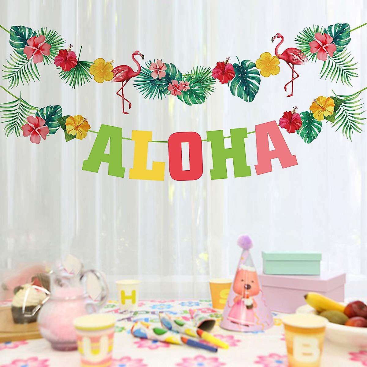 Hawaiian Aloha Party Decorations - Luau Party Supplies - Tropical Theme Summer Beach Pool Party Decorations - Luau Birthday Party Decor