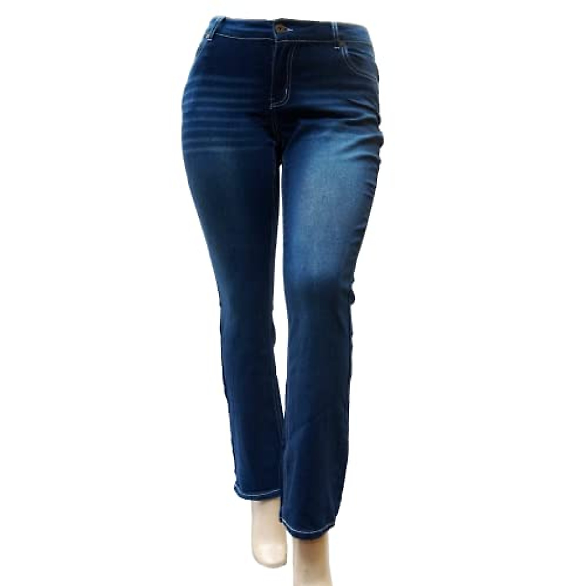 Jack David Womens Plus Size Bootcut/Straight/Skinny Leg Stretch Relaxed Fit Blue Denim Jeans Pants