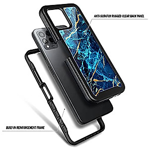 NZND Case for T-Mobile REVVL 6 Pro 5G / REVVL 6X Pro 5G with [Built-in Screen Protector], Full-Body Shockproof Protective Rugged Bumper Cover, Impact Resist Durable Case (Marble Design Sapphire)