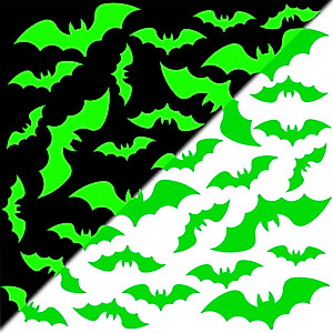 89 Pieces Halloween Luminous Stickers Glow in The Dark Window Decals Night Glow Decals Bat Wall Stickers Adhesive Moon Peeping Eyes Ceiling Stickers for Halloween Party(Bat Style)