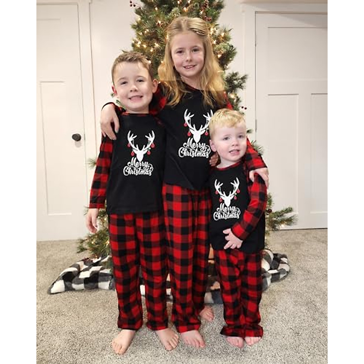 ZOEREA Holiday Christmas Family Pajamas Matching Set Moose Xmas Pjs for Couples and Kids Baby Sleepwear