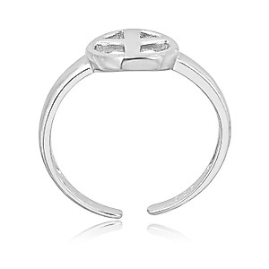 AVORA 925 Sterling Silver Adjustable Peace Sign Toe Ring