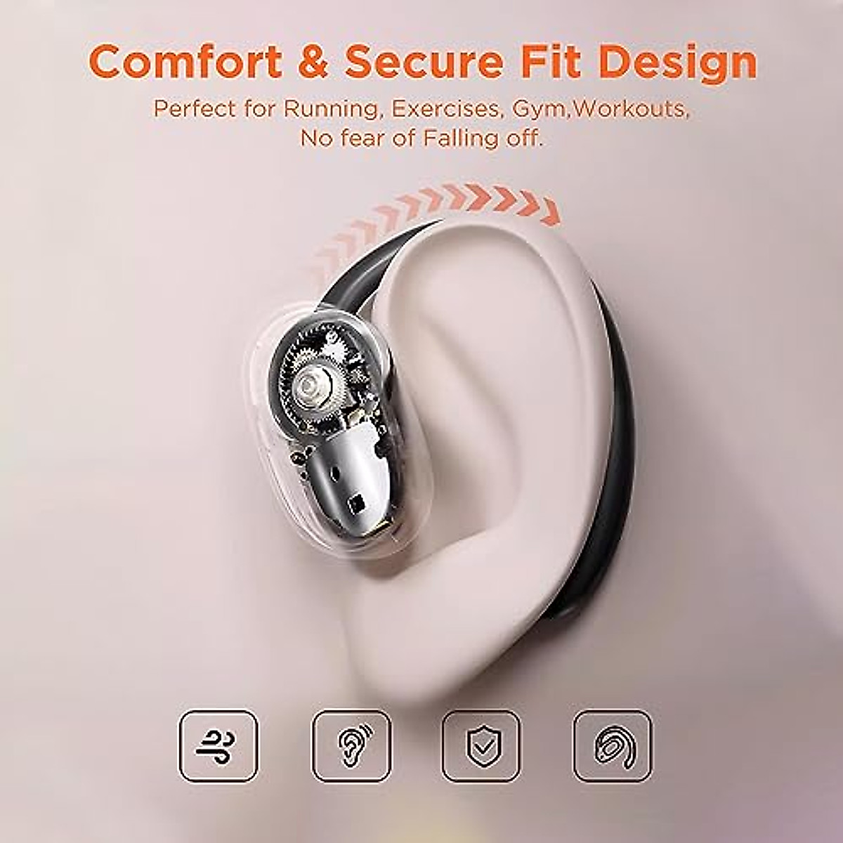 GameXtrem Bluetooth Headphones Wireless Earbuds 48hrs Playtime Wireless Sports Ear Buds with Mic Waterproof Earphones for TV Phone Laptop(Adjustable, Suitable for All Ear Shapes) (Black PRO)