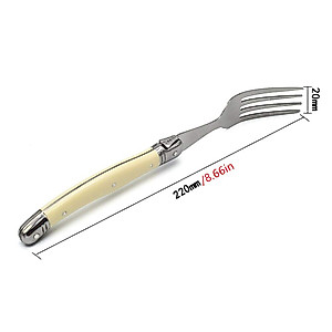 KeepingcooX LAGUIOLE Forks of 6, Stainless Steel Dinnerware/Tableware/Flatware/Cutlery Set with White/Ivory Handle, Made in China, Reputable Global Manufacturer with Certificate (GMC), Value for Money