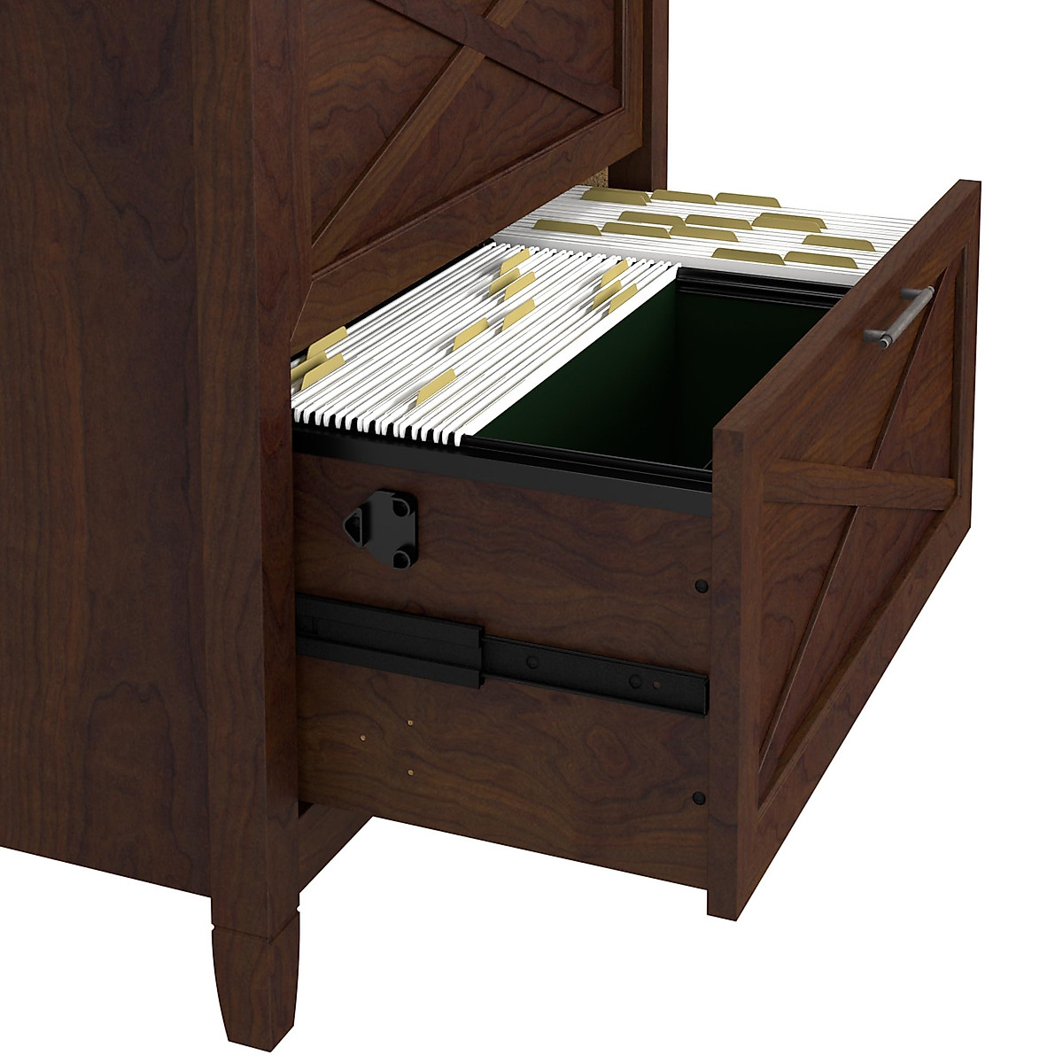 Bush Furniture Key West 2 Drawer Lateral File Cabinet in Bing Cherry