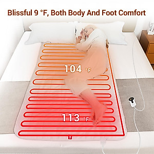 Comfytemp Heated Mattress Pad Twin, Dual Zone Electric Bed Warmer-Upper Body & Foot Temperature Difference Design, Water-Resistant Bed Heater with 12 Heat Settings & Auto-Off, Multi-Mode, Washable