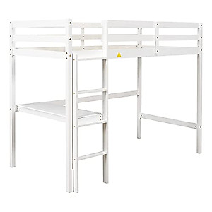HomSof Twin Loft Bed with Built-in Desk,White
