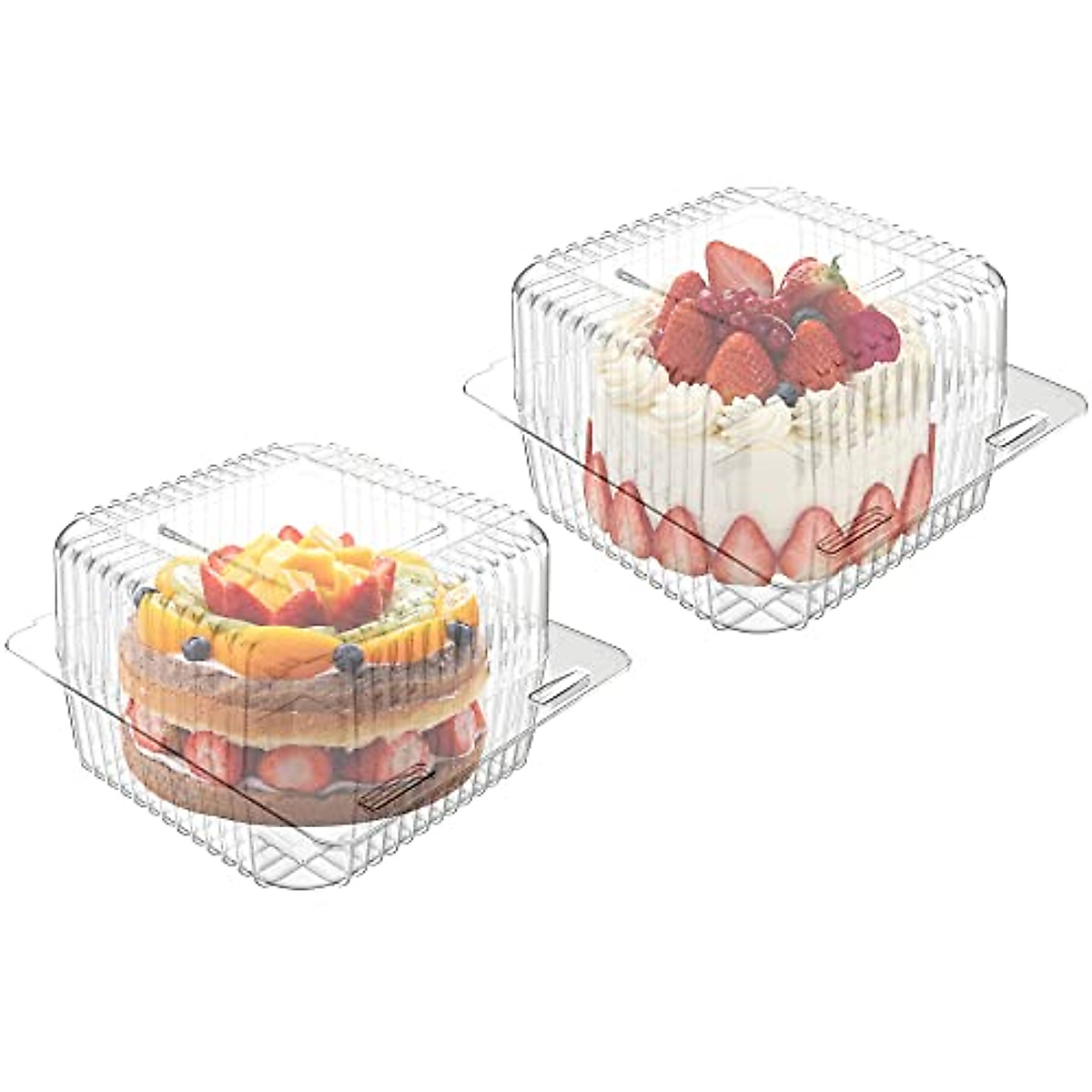 WANBAO 5 x 5 Inch Clear Plastic Take out Containers,Disposable Clamshell Dessert Container with Lid, 130 PCS for Salads, Pasta, Sandwiches