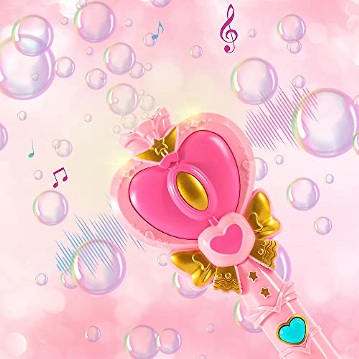 Princess Bubble Wand for Kids, Heart Bubble Machine Blower Maker Wands with Music and Light, Outdoor Party Birthday Magic Bubble Machine Toys for Girls Toddlers
