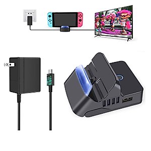 Kahool Switch Charger with TV Dock Set for Nintend Switch, Switch Lite, OLED,Non-OEM AC Power Adapter with 5ft Charging Cable, Portable Docking Station Base Cradle