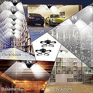 2 Pack E27/E26 Screw in Garage Lights Led Ceiling Lighting Fixture, 100W 6500K Super Bright Deformable Folding Garage Lamp Work Shop Light for Garage, Workshop, Basement, Barn, Warehouse, Attic