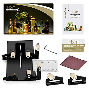 Glass Bottle Cutter, Fixm Square & Round Bottle Cutting Machine, Wine Bottles and Beer Bottles Cutter Tool with Accessories Tool Kit（Upgrade Version）