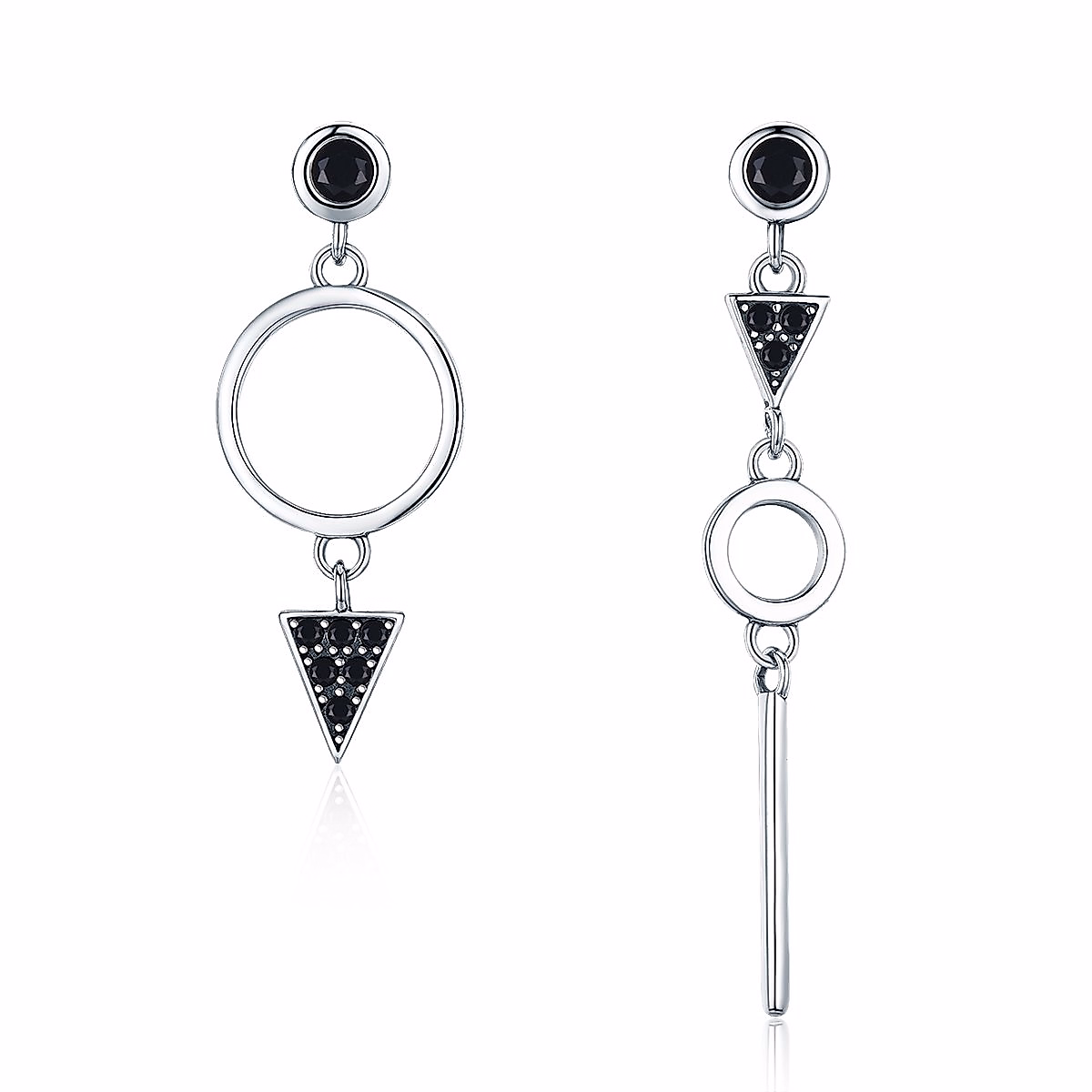 WOSTU Fashion Geometry Dangle Earrings Women's Drop Earrings Sterling Silver Tassel Asymmetrical Earrings, Metal, Cubic Zirconia