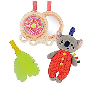 Infantino 3-in-1 Tummy Time, Sit Support & Mini Gym - Removable Toy Arch - Musical Koala Pal, Soothing Leaf Teether & Peek-and-See Mirror - for Babies, 0M+