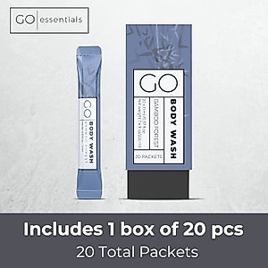 Go Essentials Travel Size Body Wash Packets – Single Use amenity for Women & Men. TSA Travel Size Toiletries