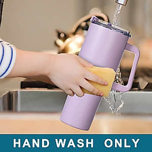 Gome 40 oz Tumbler with Handle - Stainless Steel Cup with Straw - Insulated Coffee Mug with Lid - Daisy Birthday Gifts for Women - Hand Wash Only Lavender purple