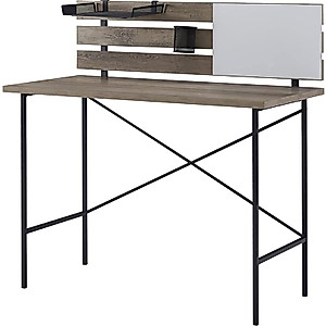 Walker Edison Small Slatted Wood Laptop Computer Writing Desk Home Office Workstation, 42 Inch, Grey Wash