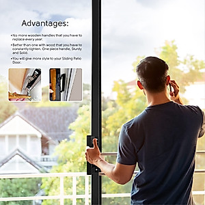 T-HAKEN Sliding Glass Door Replacement with Handles on Both Sides, 6-5/8 Black - Patio Door Handle Set That is 1 in. to 1-1/8 in. Thick Used on Both Left and Right-Handed. (Keyed)