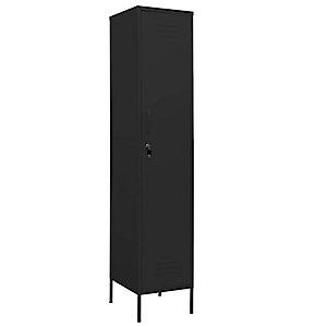 vidaXL Metal Storage Cabinet, Storage Locker with Adjustable Shelves, Locker Organizer for School Office, Locker Cabinet, Modern Style, Black Steel