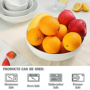 Yedio Pasta Serving Bowls 90 Ounce 9.7” Large Serving Bowls, Porcelain Salad Bowls for Kitchen, Big White Soup Bowls, Oven Dishwasher Safe, Set of 2