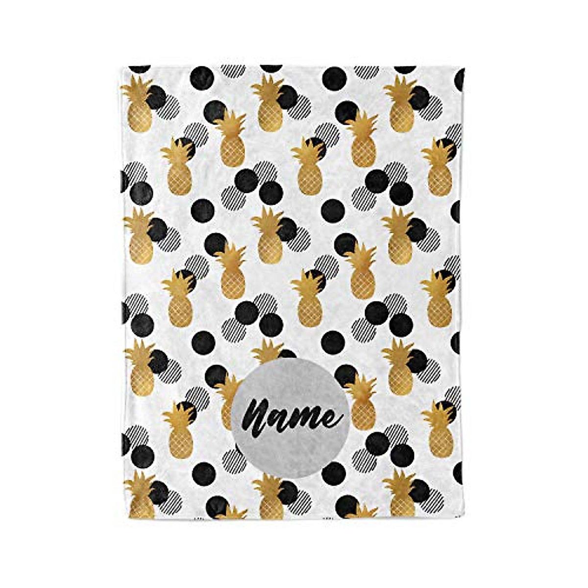 Personalized Corner Customized Pineapple Pattern Fleece Throw Blanket - Warm Lightweight Gifts Blankets for Moms Women Girls Daughter Grandma