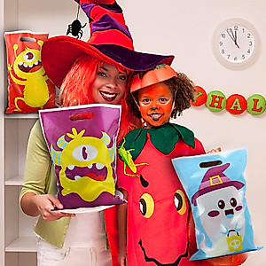 CCINEE 72pcs Halloween Treat Bags, Pumpkin Plastic Candy Tote Bags for Kids Trick or Treat Halloween Party Supply