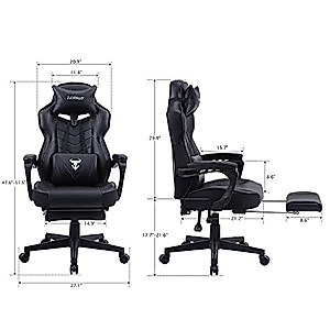 Zeanus Gaming Chairs with Footrest Recliner Computer Chair for Adults Massage Gaming Chair Big and Tall Gaming Chair Ergonomic Office Gamer Chair for Heavy People Recliner Racing Gaming Chair Black