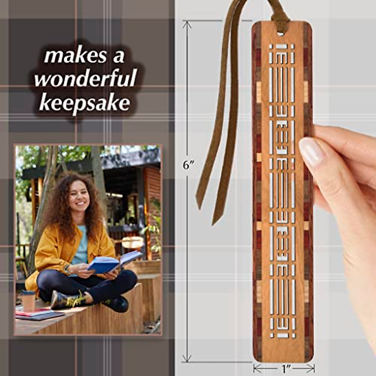 Frank Lloyd Wright Inspired Cut Out - Engraved Wooden Bookmark with Suede Tassel - Made in USA