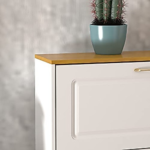 AIEGLE Shoe Cabinet with 3 Flip Drawers & Locker, Floor Shoe Storage Organizer Wood Shoe Rack for Entryway Halloway Living Room, White (3 Flip Drawers & Locker)